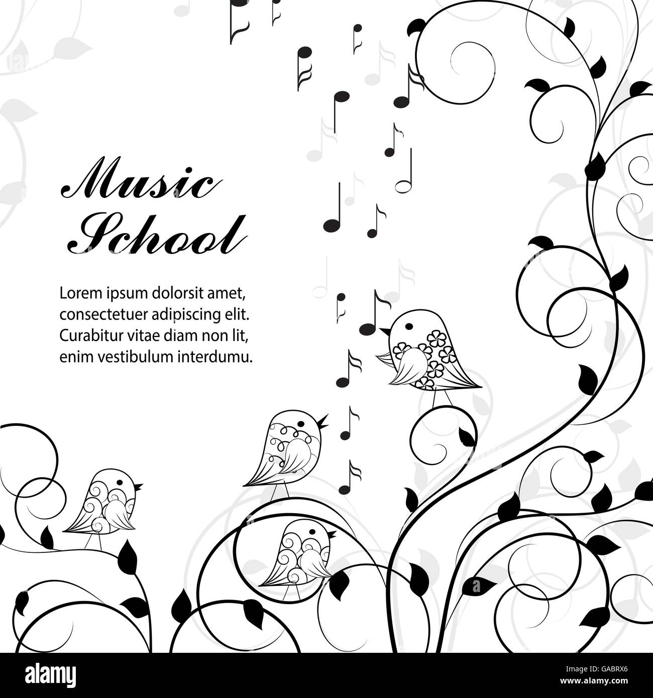 Vector illustration of singing birds on branch Stock Vector Image & Art ...