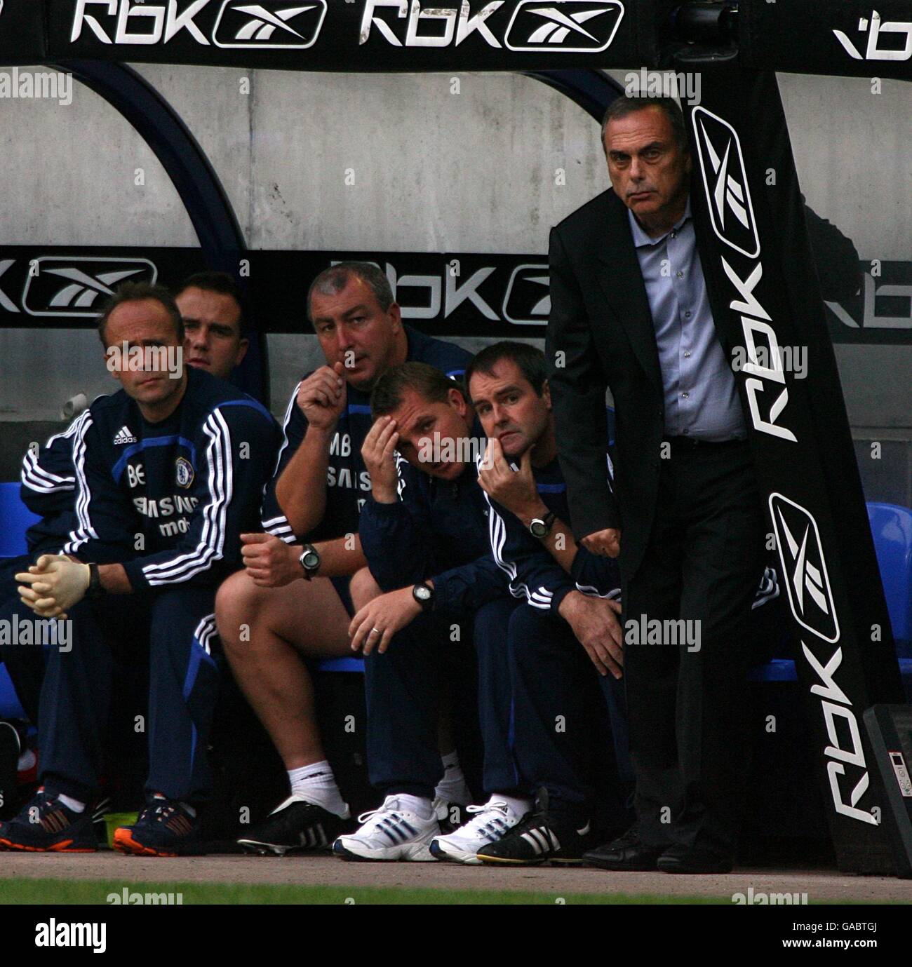 Chelsea manager Avram Grant looks on from the touchline with assistant ...