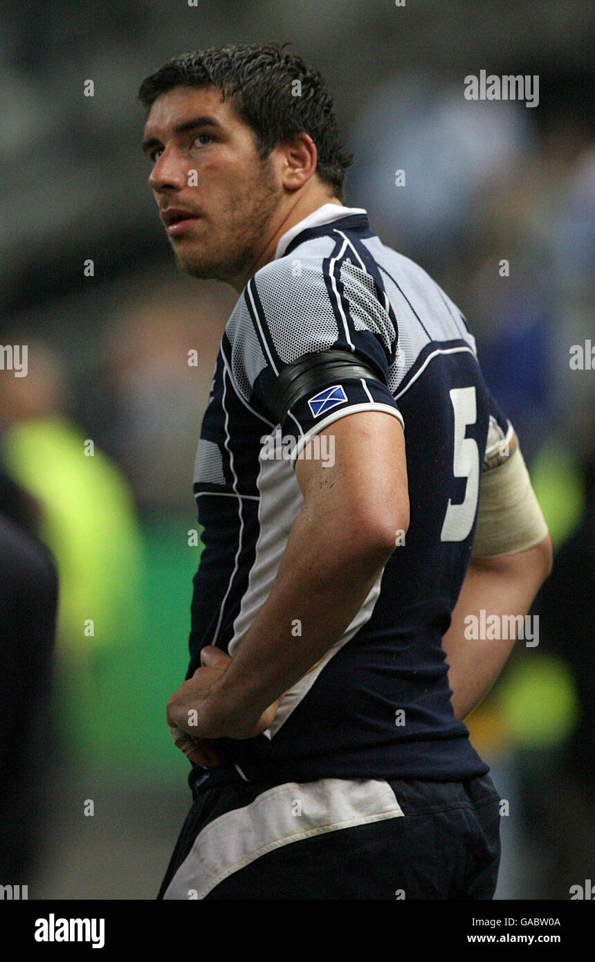 Scotland's Jim Hamilton looks dejected after the final whistle of the ...
