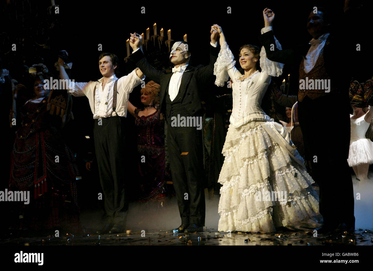 The cast of the musical, including Alex Rathgeber (centre left) as ...