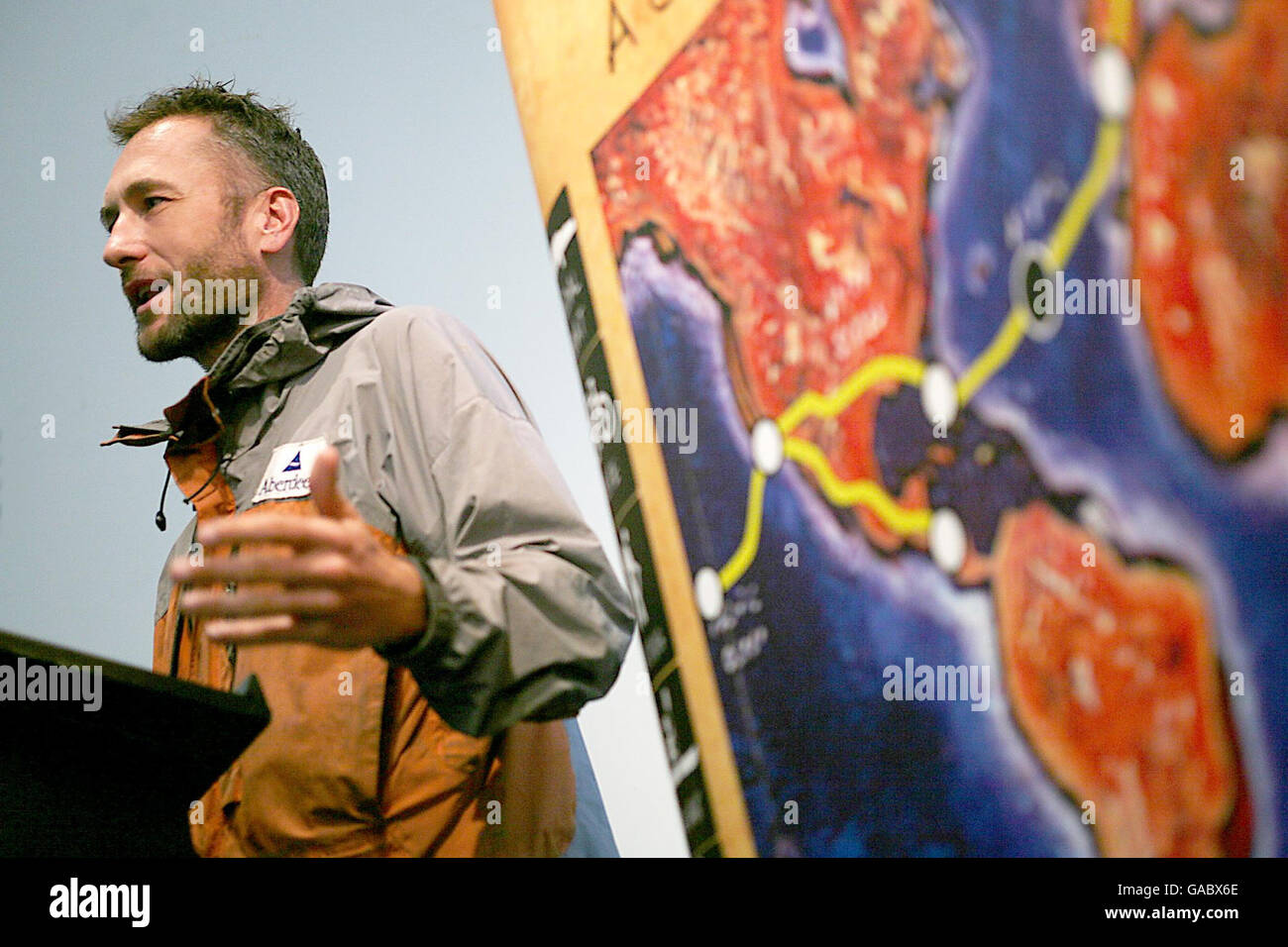 British adventurer circles the globe Stock Photo - Alamy