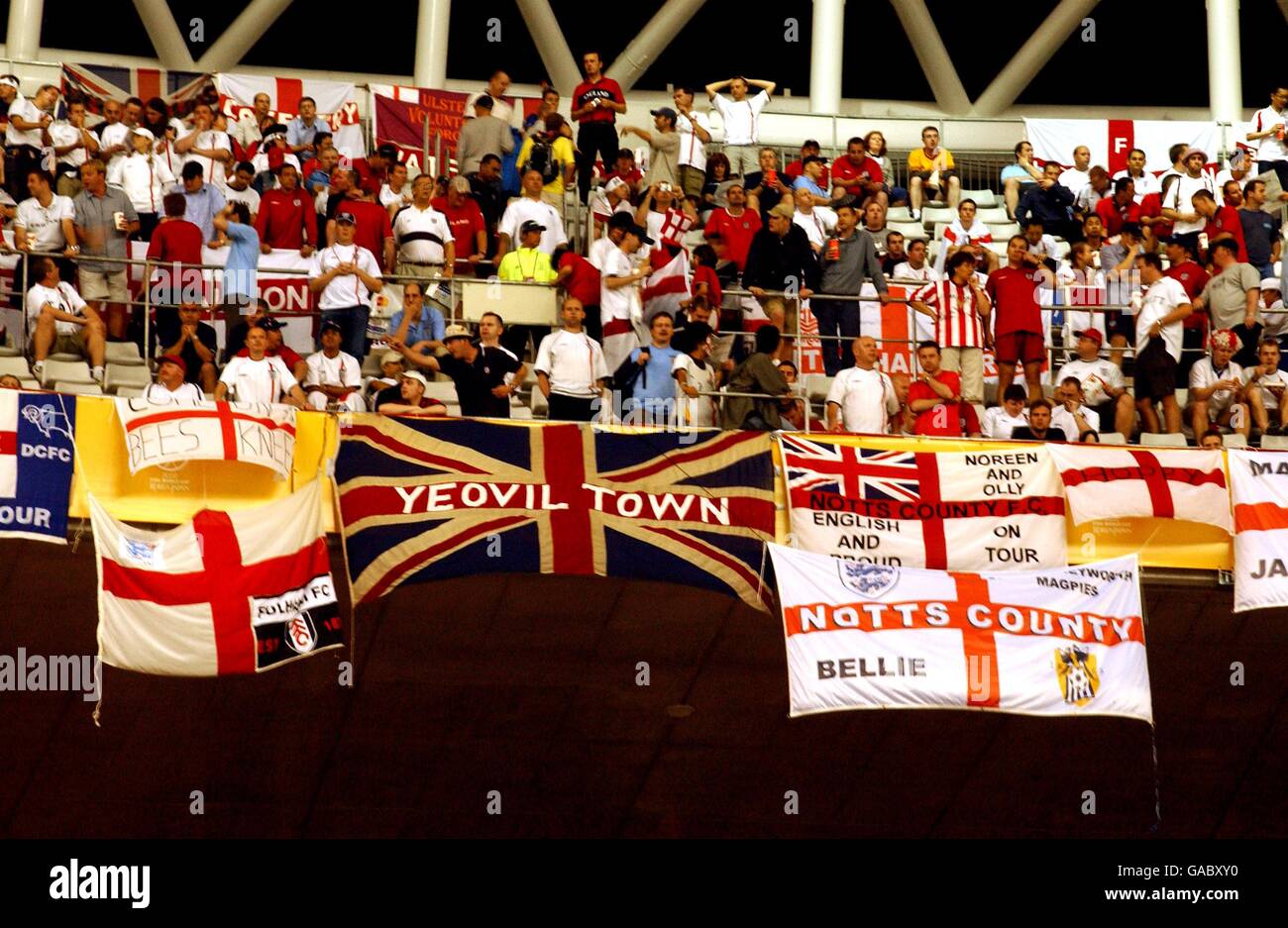 Yeovil Town and Notts County flags sit alongside one another at the Big ...