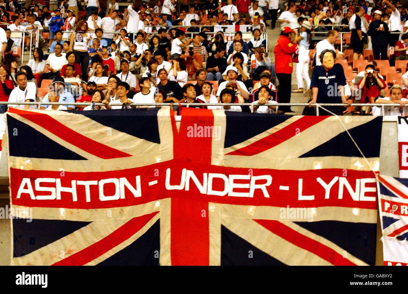 An ashton under lyne flag at the big swan stadium hi-res stock ...