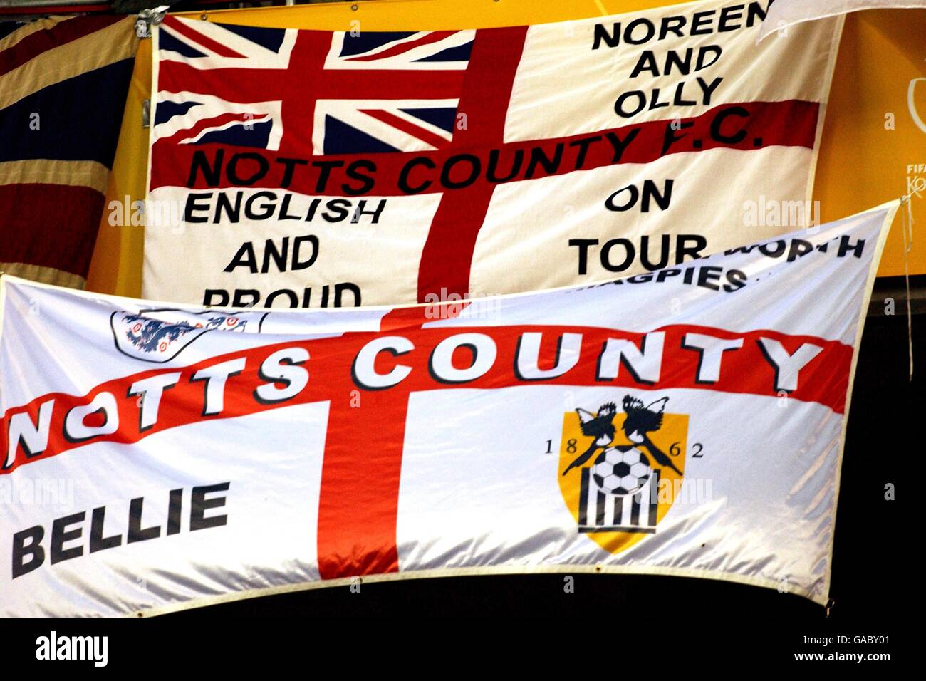 A notts county flag at the big swan stadium hi-res stock photography ...