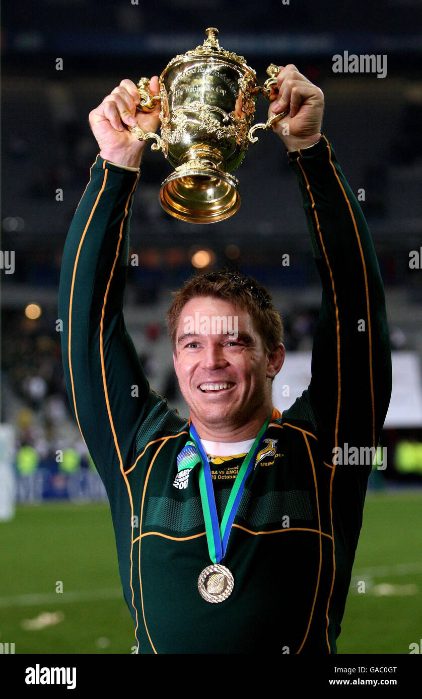 South africas john smit lifts the cup hi-res stock photography and ...