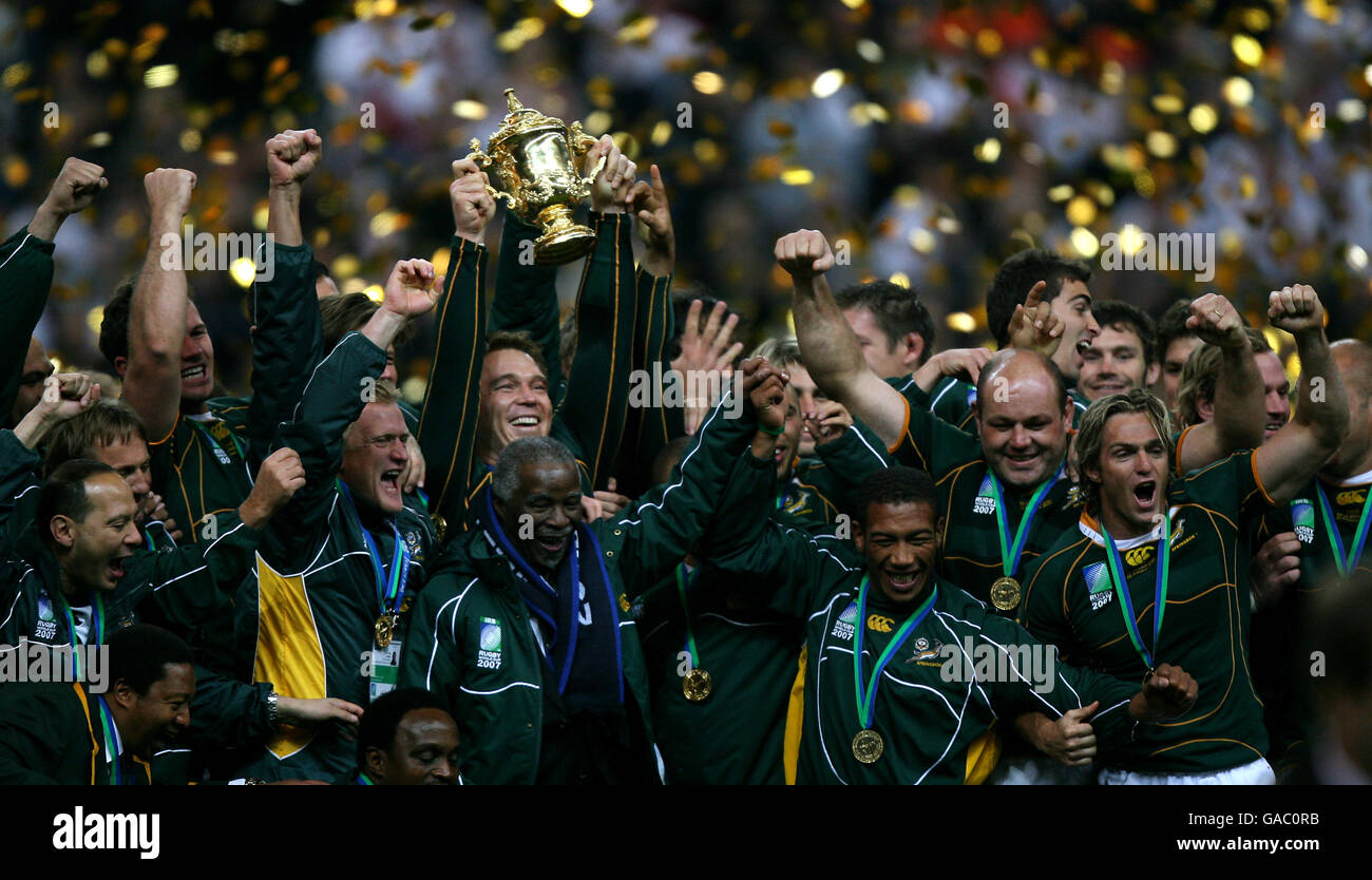 South africas john smit lifts the cup hi-res stock photography and ...