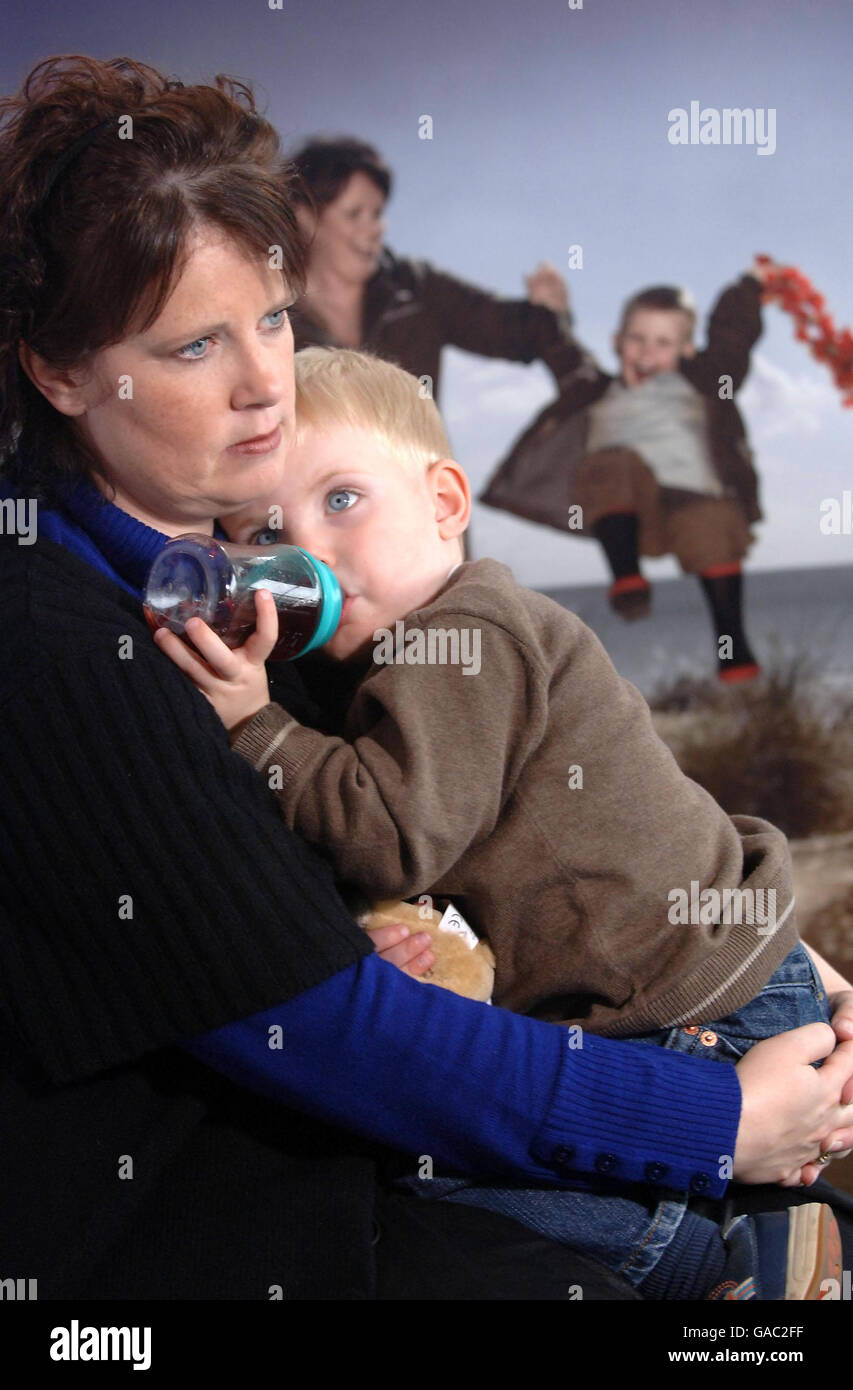 Tina Thompson, 36, from Stourbridge, and her son, Aidan, 2, the widow ...