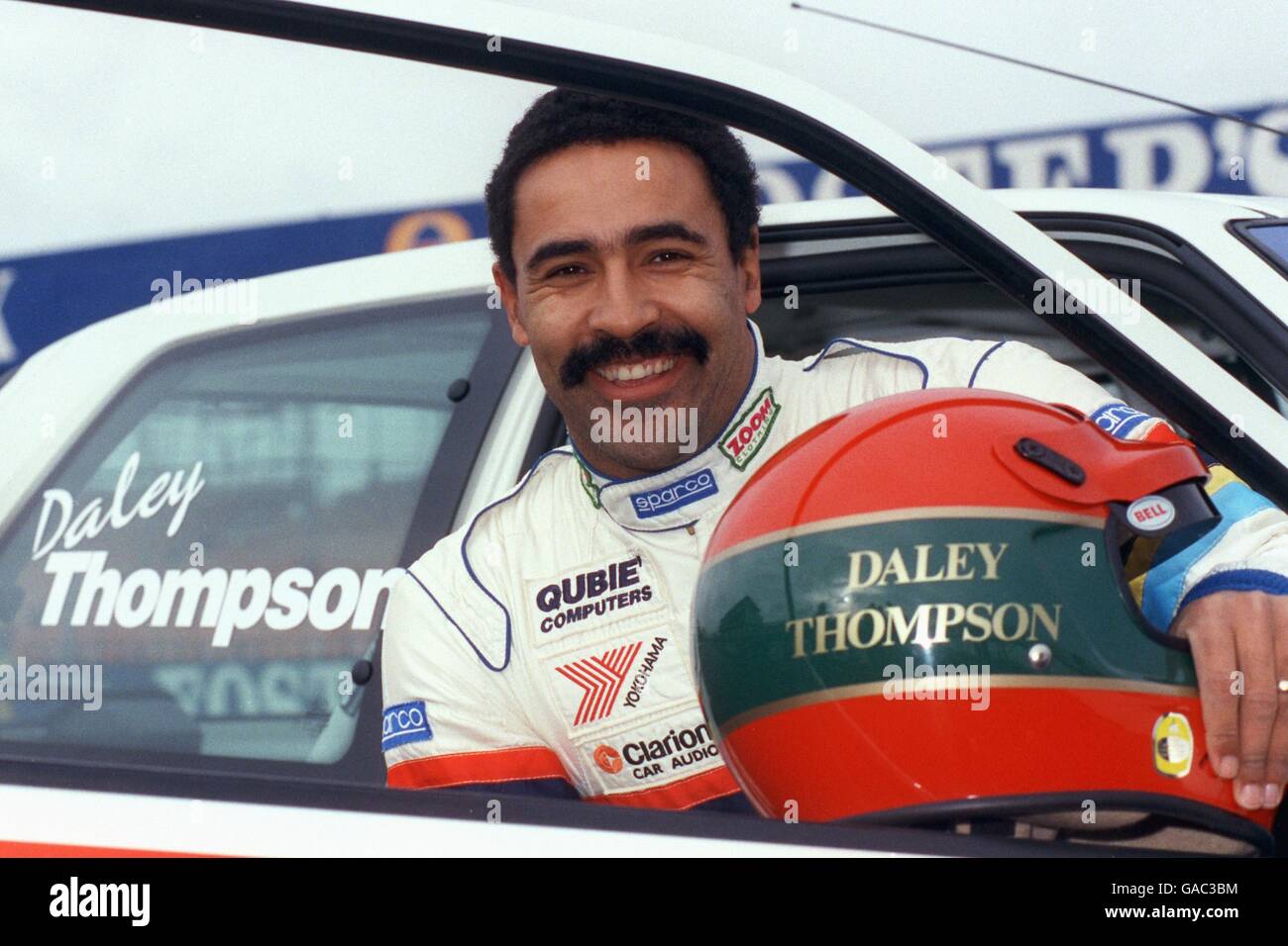 DALEY THOMPSON LAUNCHING HIS SALOON CAR RACING CAREER AT SILVERSTONE ...