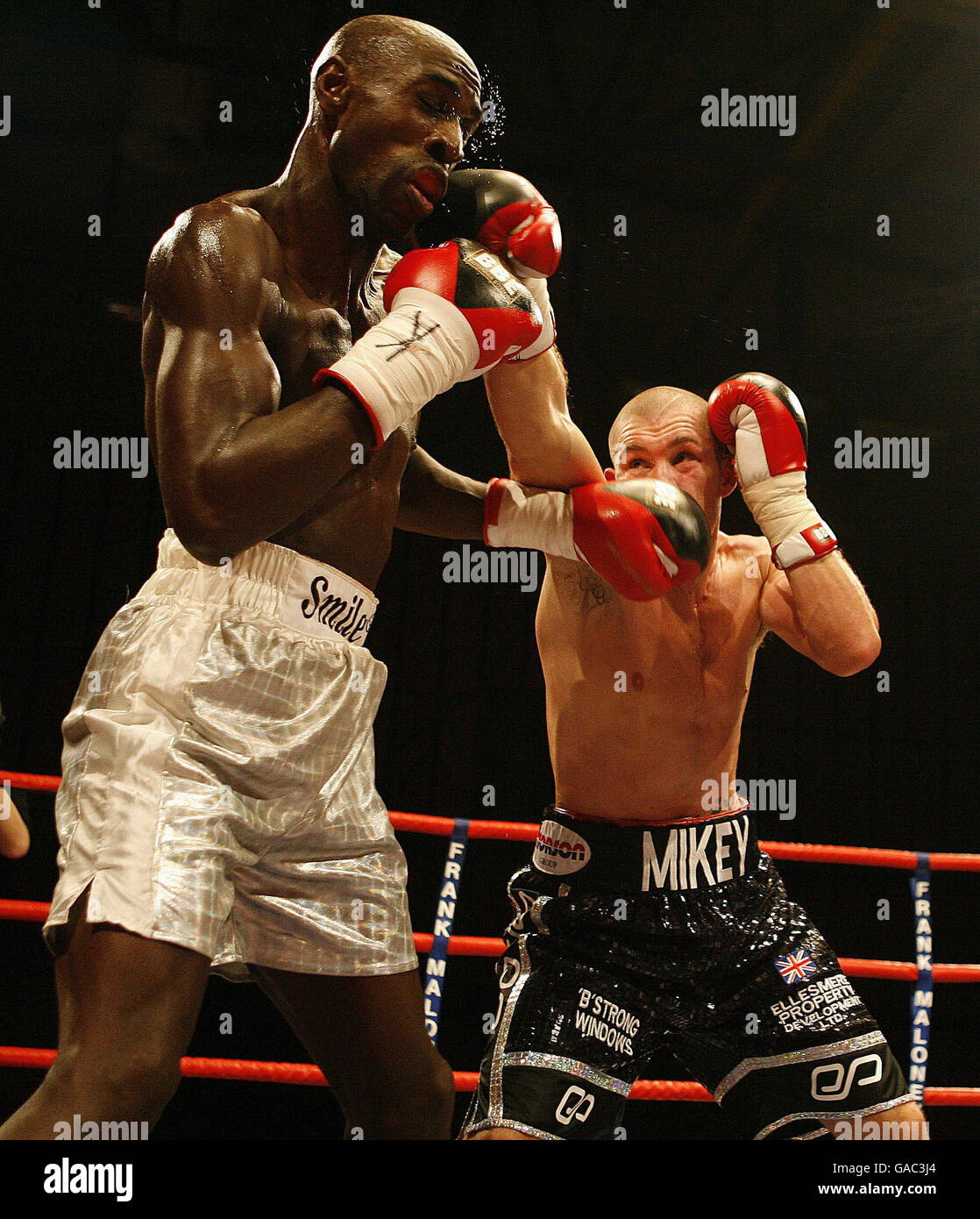 Jamie Moore (right) and Andrew Facey during the British light ...