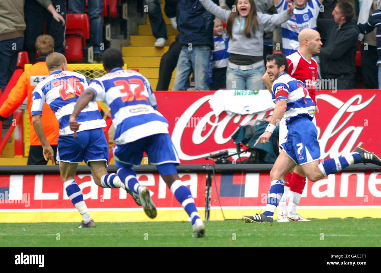 QPR's Adam Bolder (right) celebrates after scoring the first goal of ...