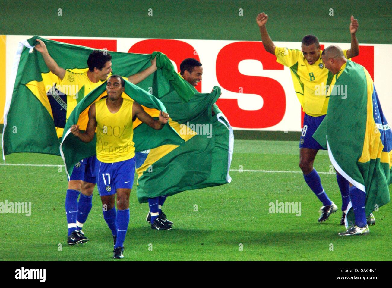 The Brazilian players celebrate victory by dancing Samba Stock Photo ...