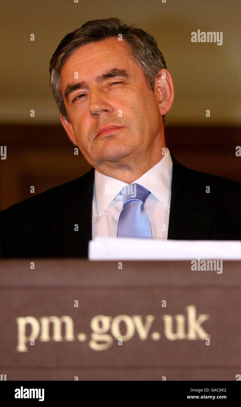 Gordon Brown holds monthly press conference Stock Photo - Alamy