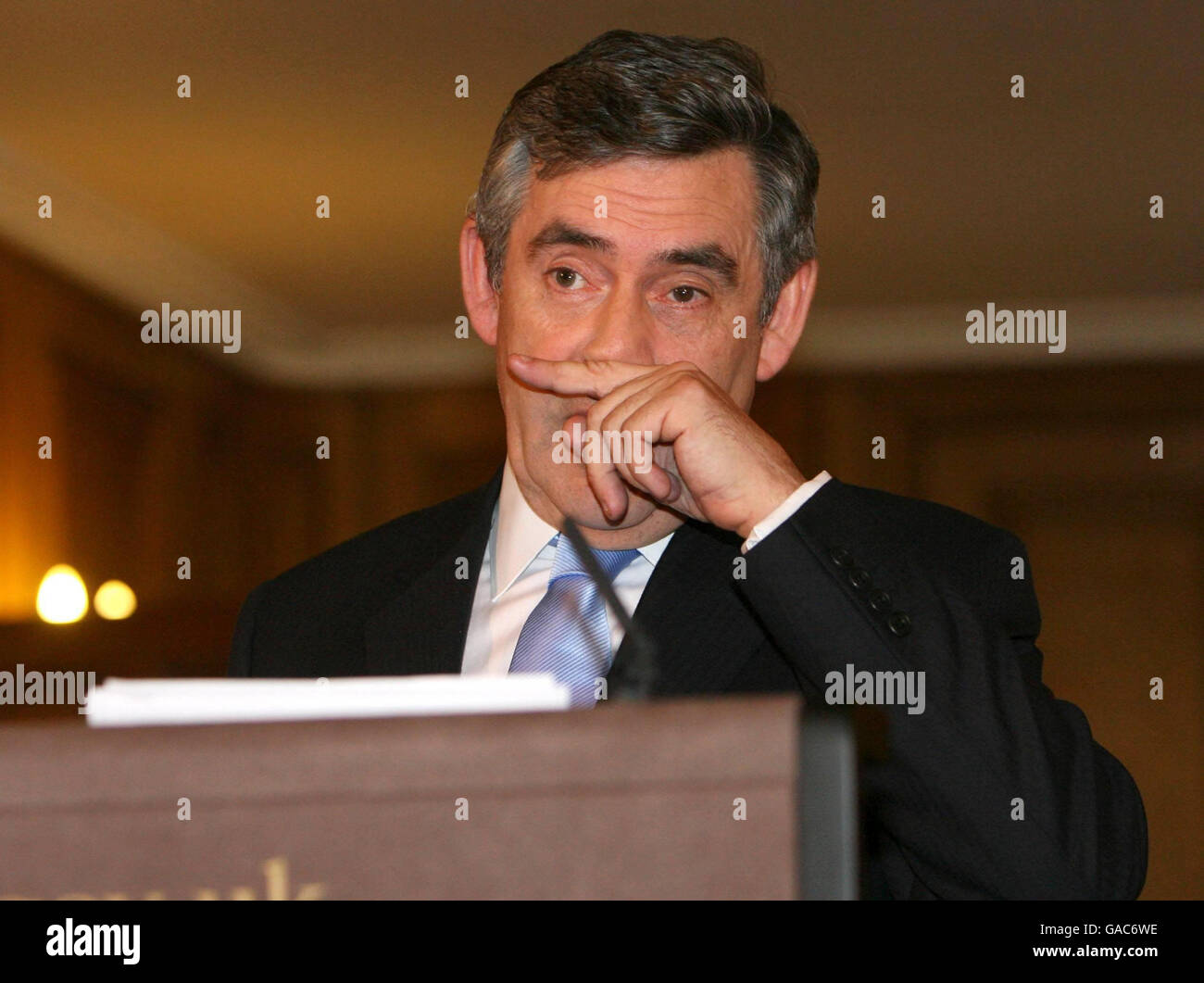Gordon Brown holds monthly press conference Stock Photo - Alamy