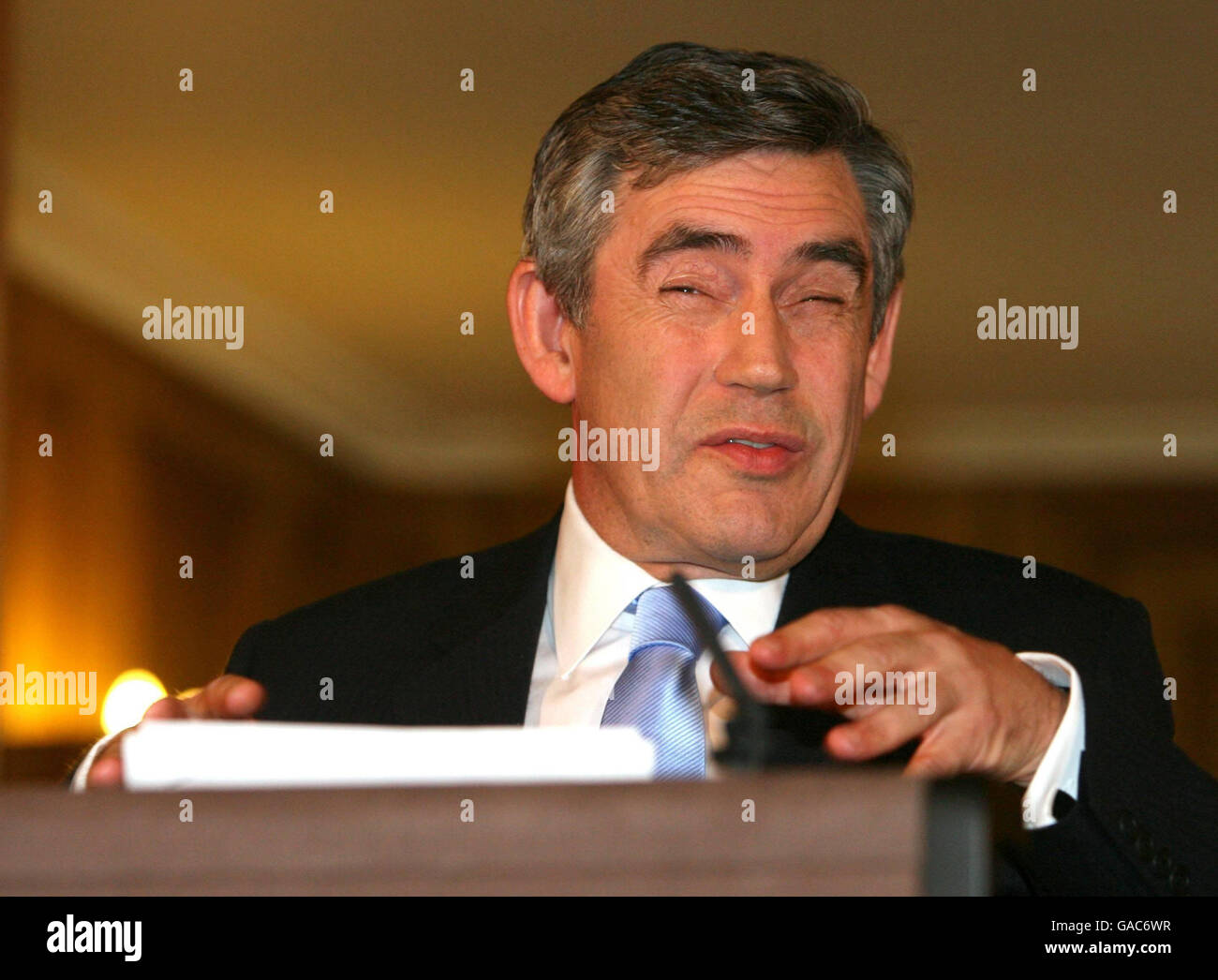 Gordon Brown holds monthly press conference Stock Photo - Alamy