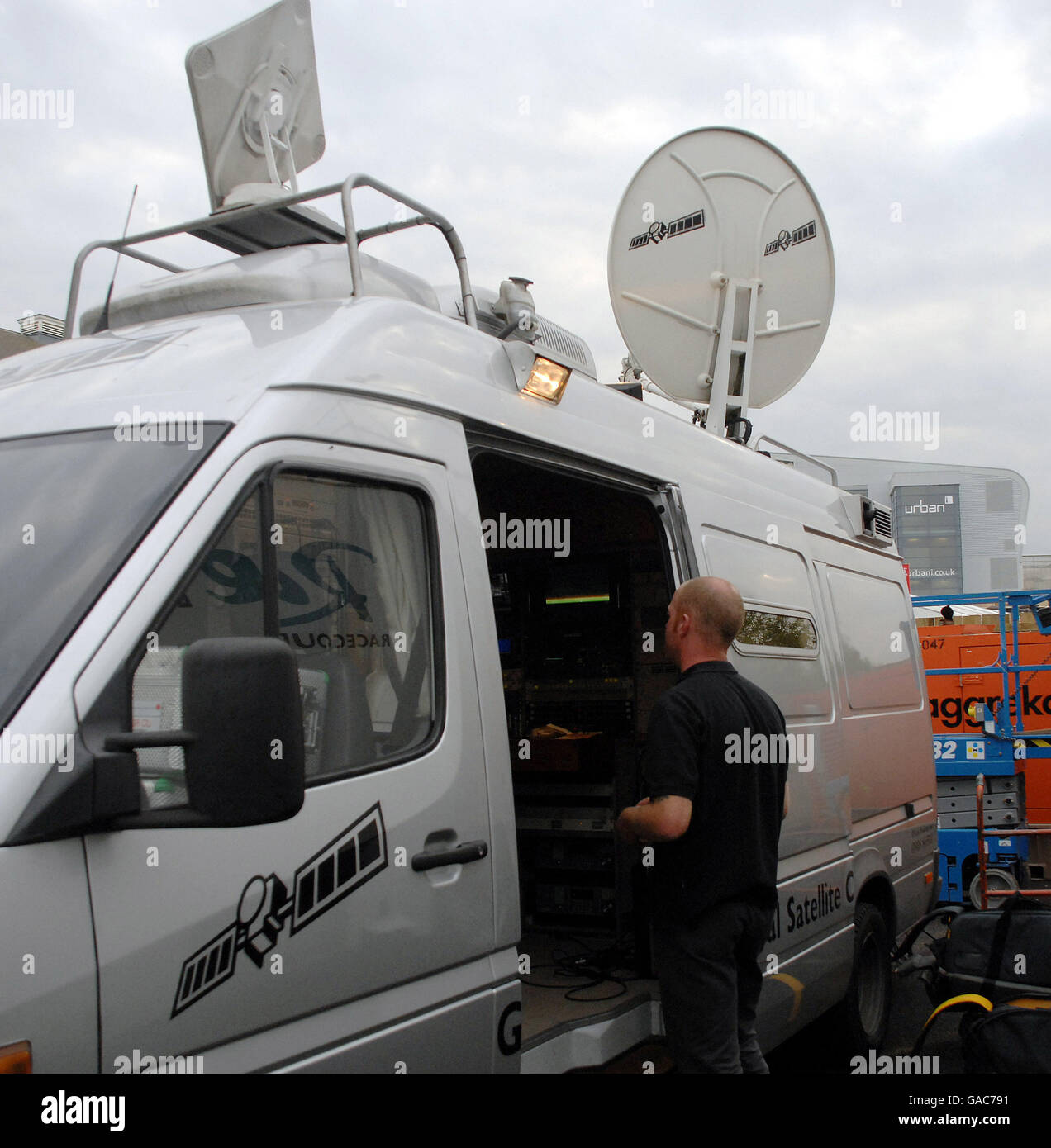 TV broadcast vehicle Stock Photo - Alamy
