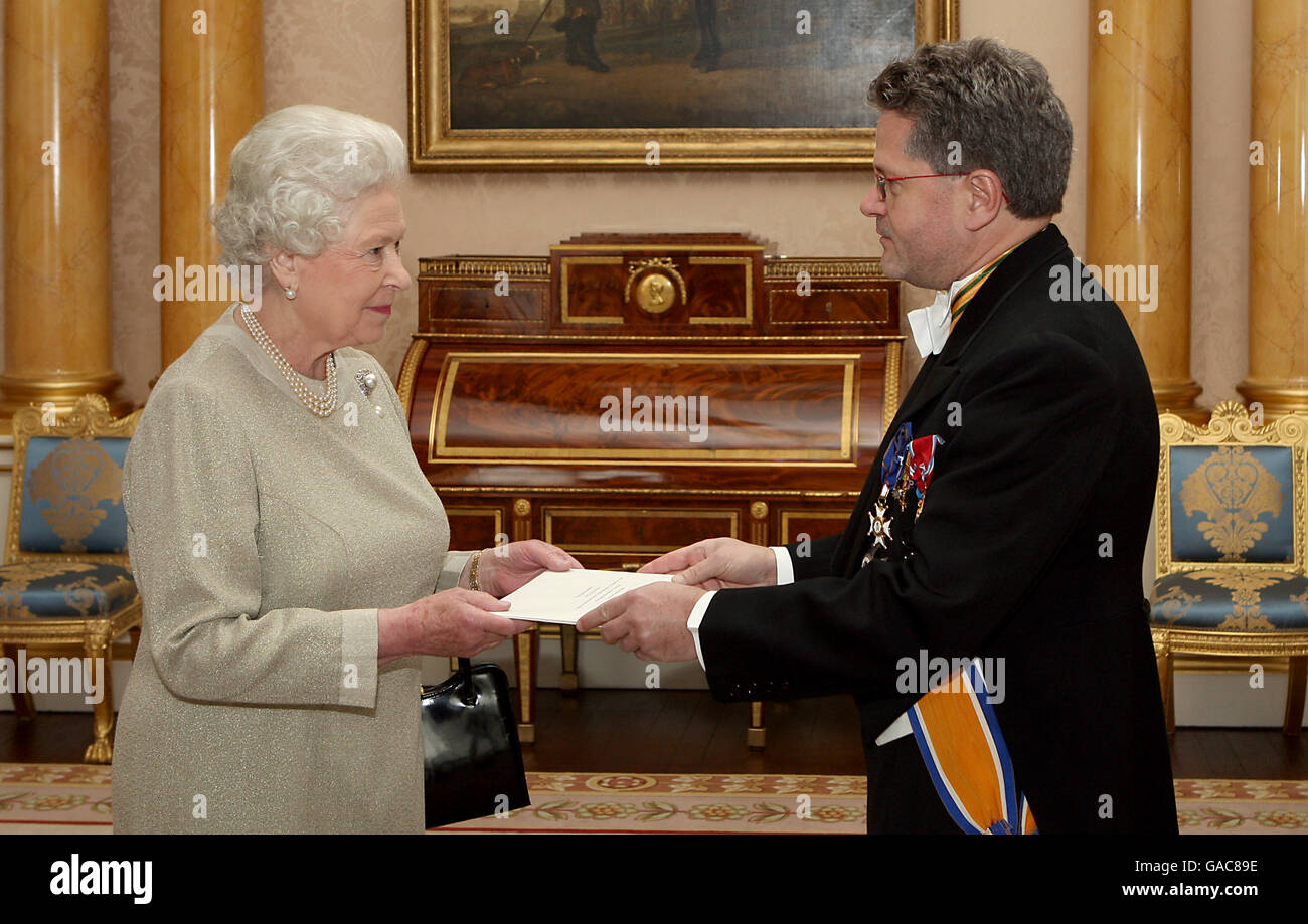 Britains queen elizabeth ii receives the ambassador of luxembourg hi ...