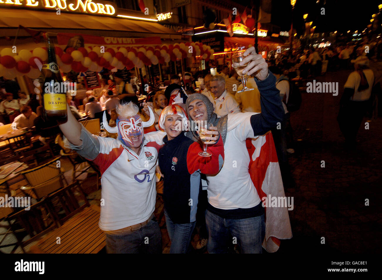 England rugby supporters celebrate on the streets of Paris following ...