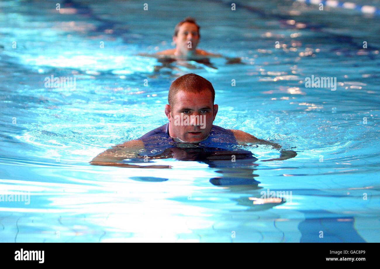 England Rugby Union Team Recovery Session - Courbevoie. Phil Vickery ...