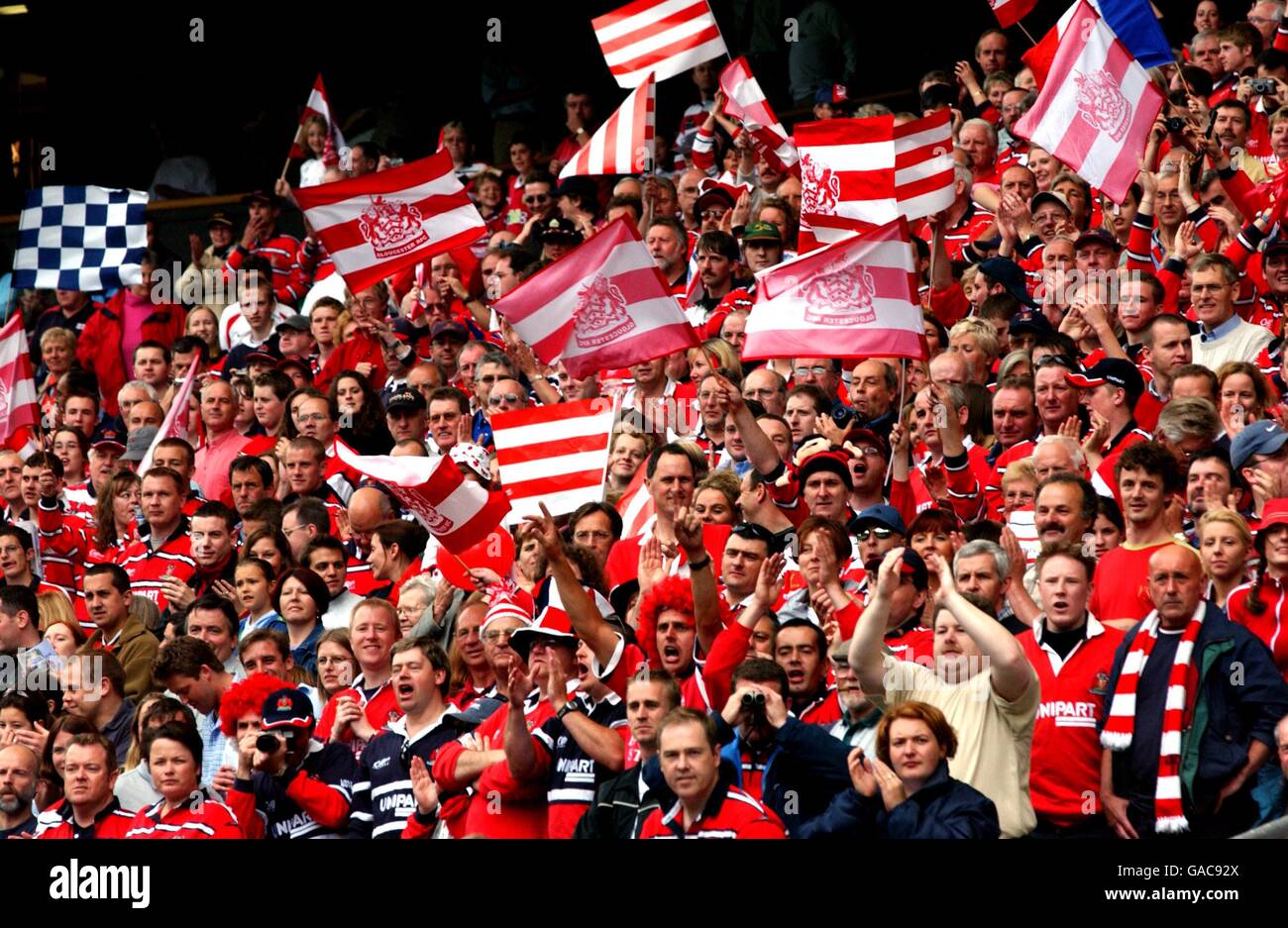 The gloucester fans cheer on their team hi-res stock photography and ...