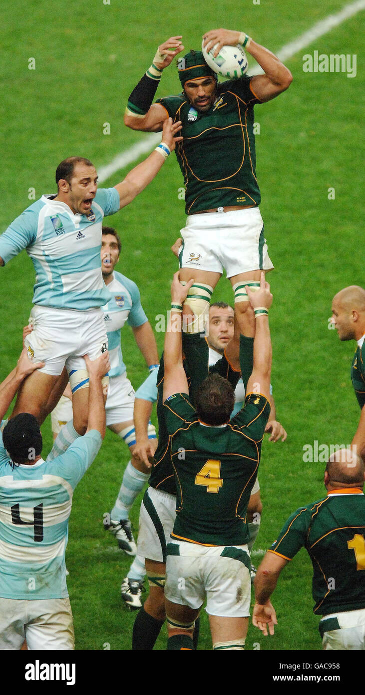 South African second row Victor Matfield takes this line out ball ...