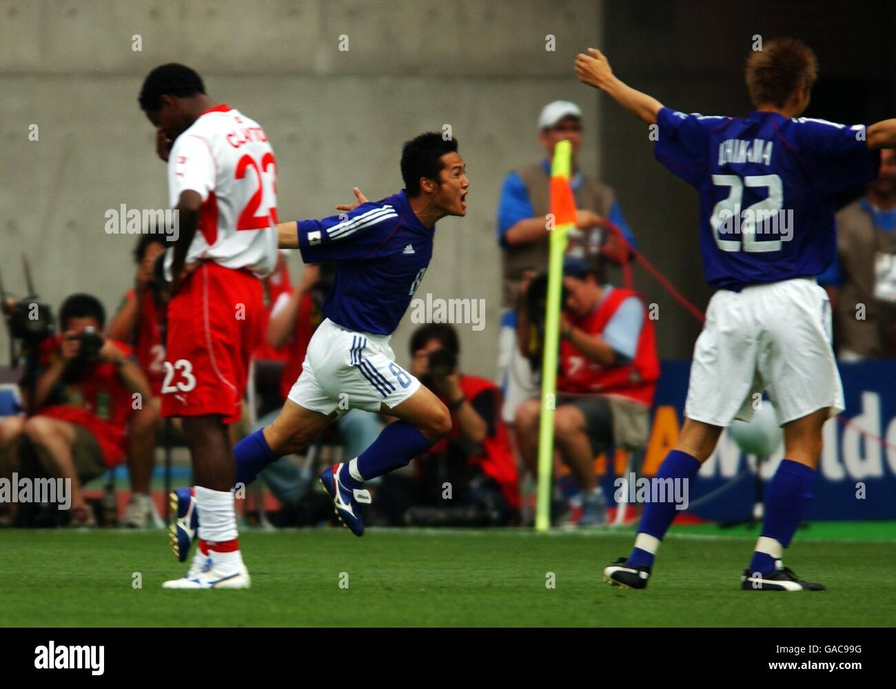 Japans hiroaki morishima celebrates after scoring the first goal hi-res ...