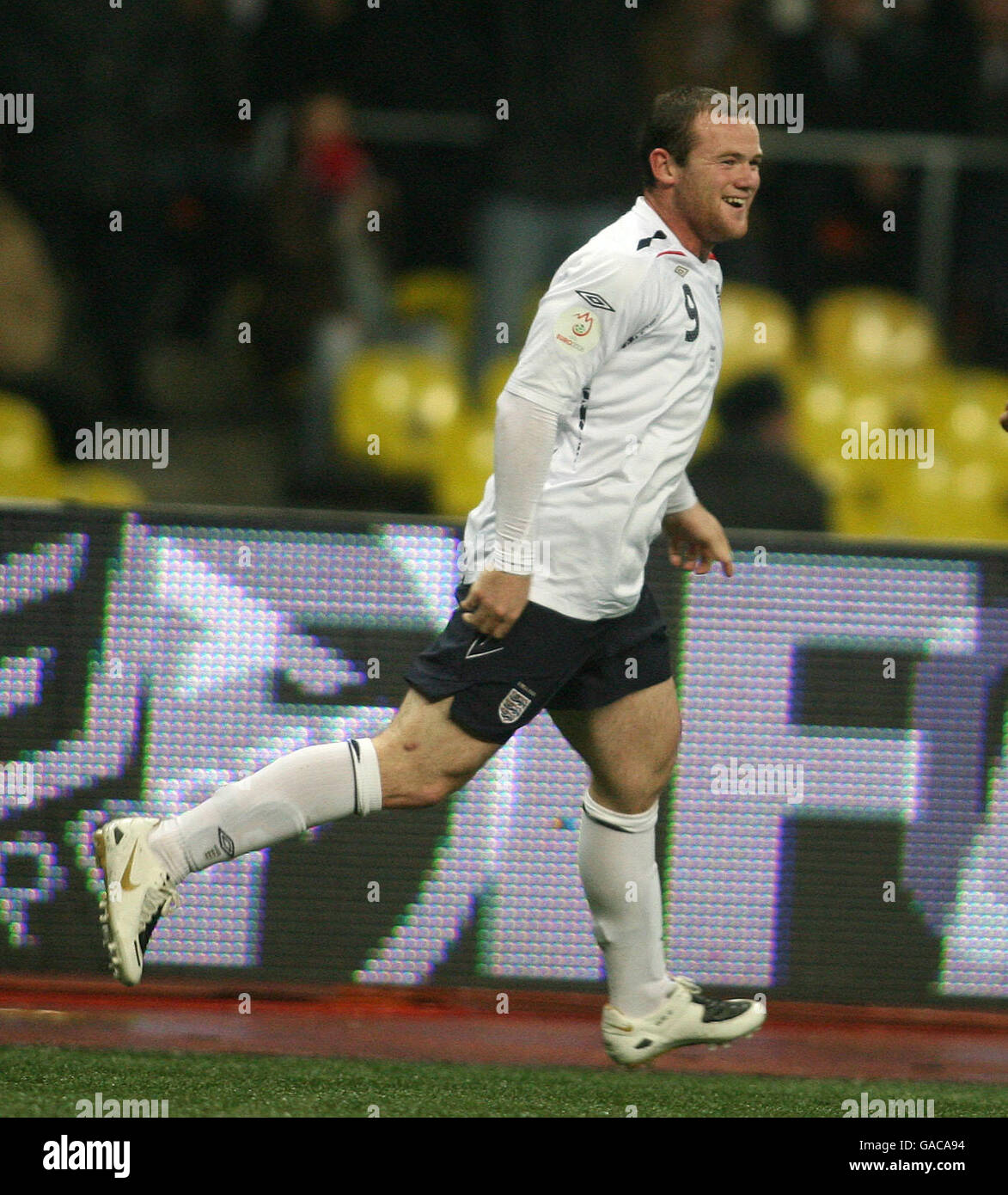 England's Wayne Rooney celebrates scoring the first goal Stock Photo ...