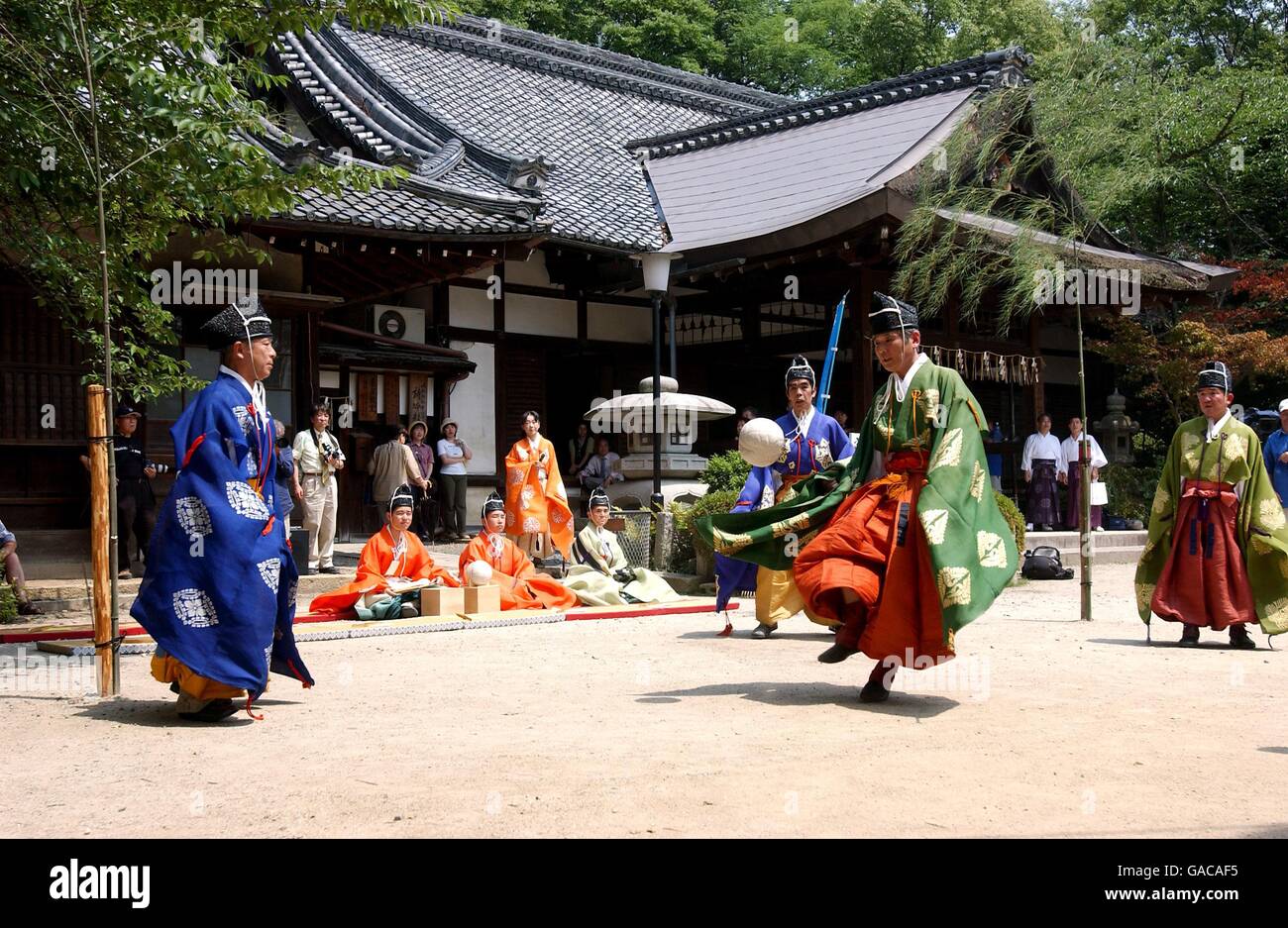 Kemari players in action where the aim is to keep the ball up in the ...