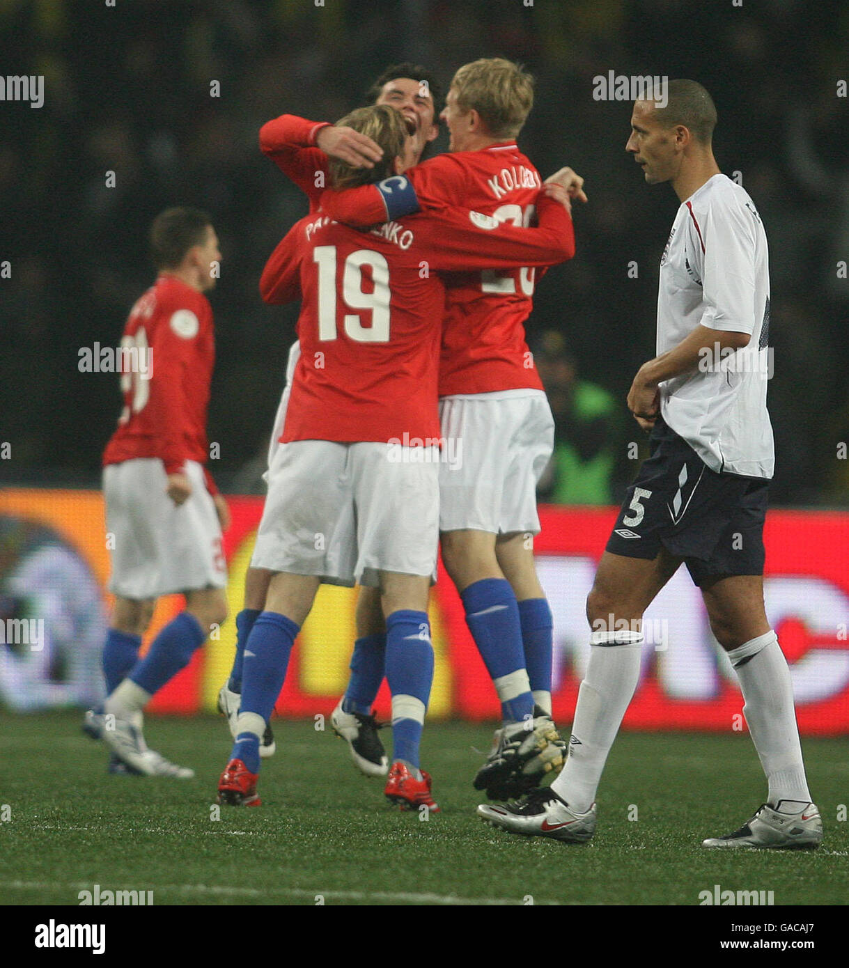 Russia's Roman Pavlyuchenko (no19) celebrates at the end of the game as ...