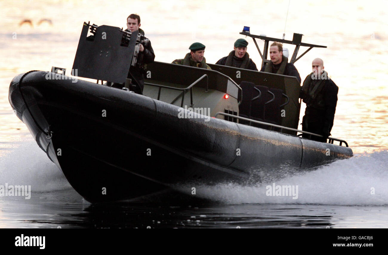 Prince William is taken by Royal Marines on an ORC boat for a tour of ...