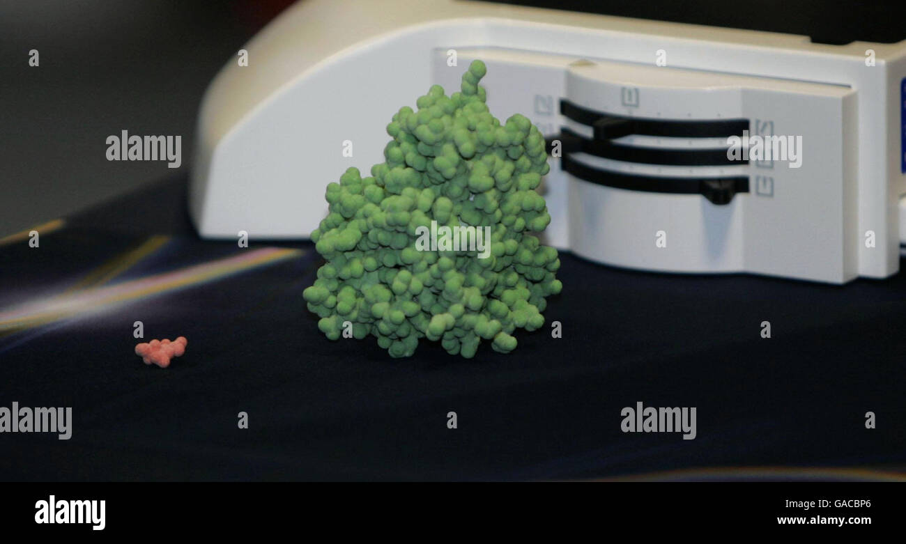 A model of a 'Flu Virus' (green blob) which was shown to Queen ...