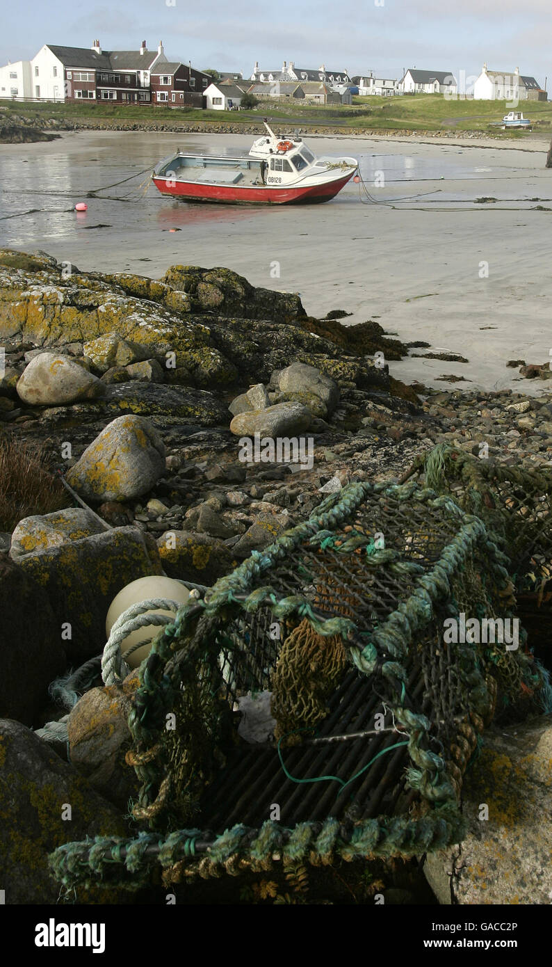 Isle of Tiree views. Scarinish beach and harbour on the isle of Tiree ...