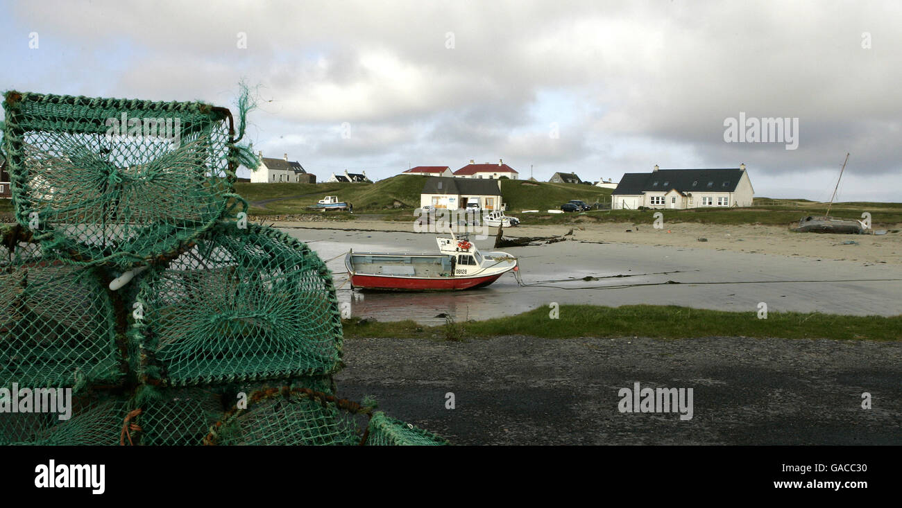 Isle of Tiree views. Scarinish beach and harbour on the isle of Tiree ...