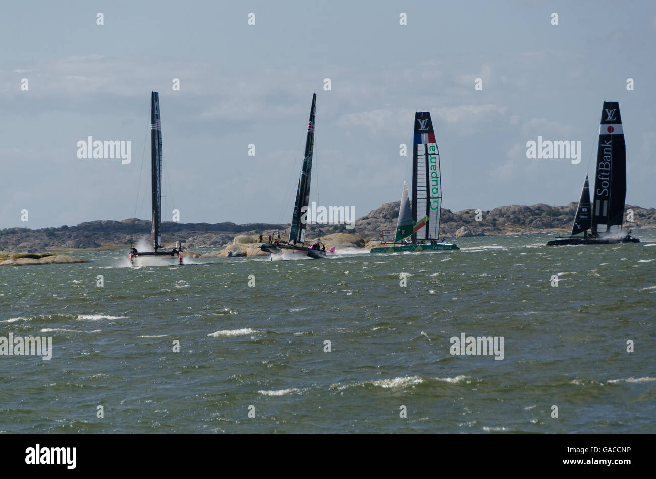 very fast boat sailng in americas cup in the competition in Gothenburg ...