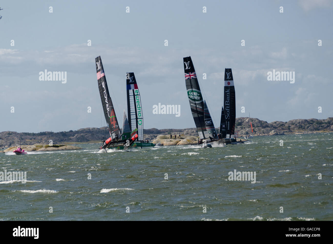 very fast boat sailng in americas cup in the competition in Gothenburg ...