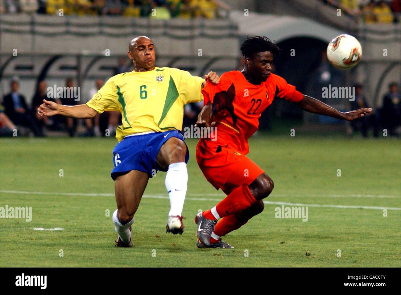 Soccer - FIFA World Cup 2002 - Second Round - Brazil v Belgium Stock ...