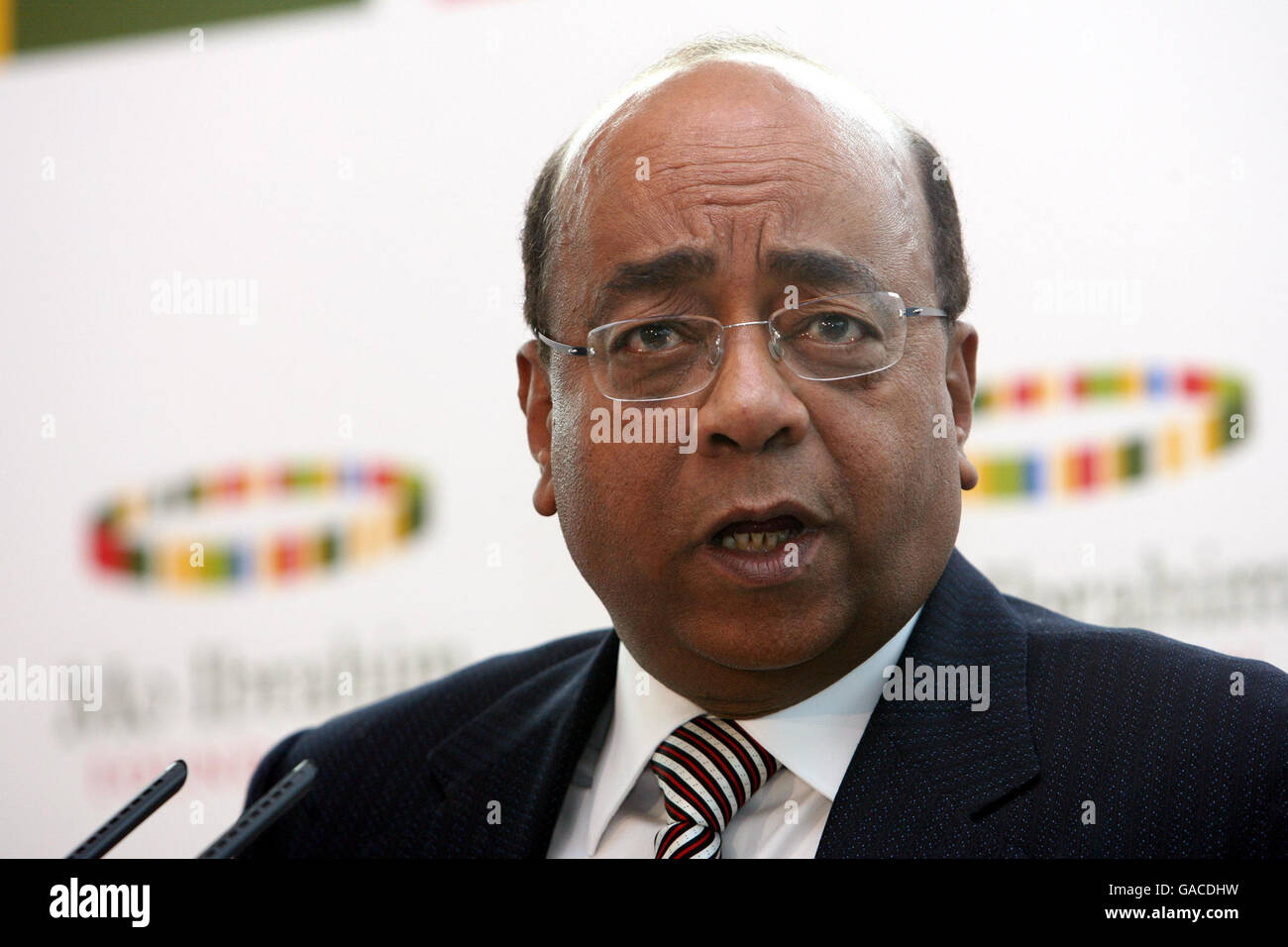 Mo Ibrahim, the founder of the Mo Ibrahim Foundation, delivers a speech ...
