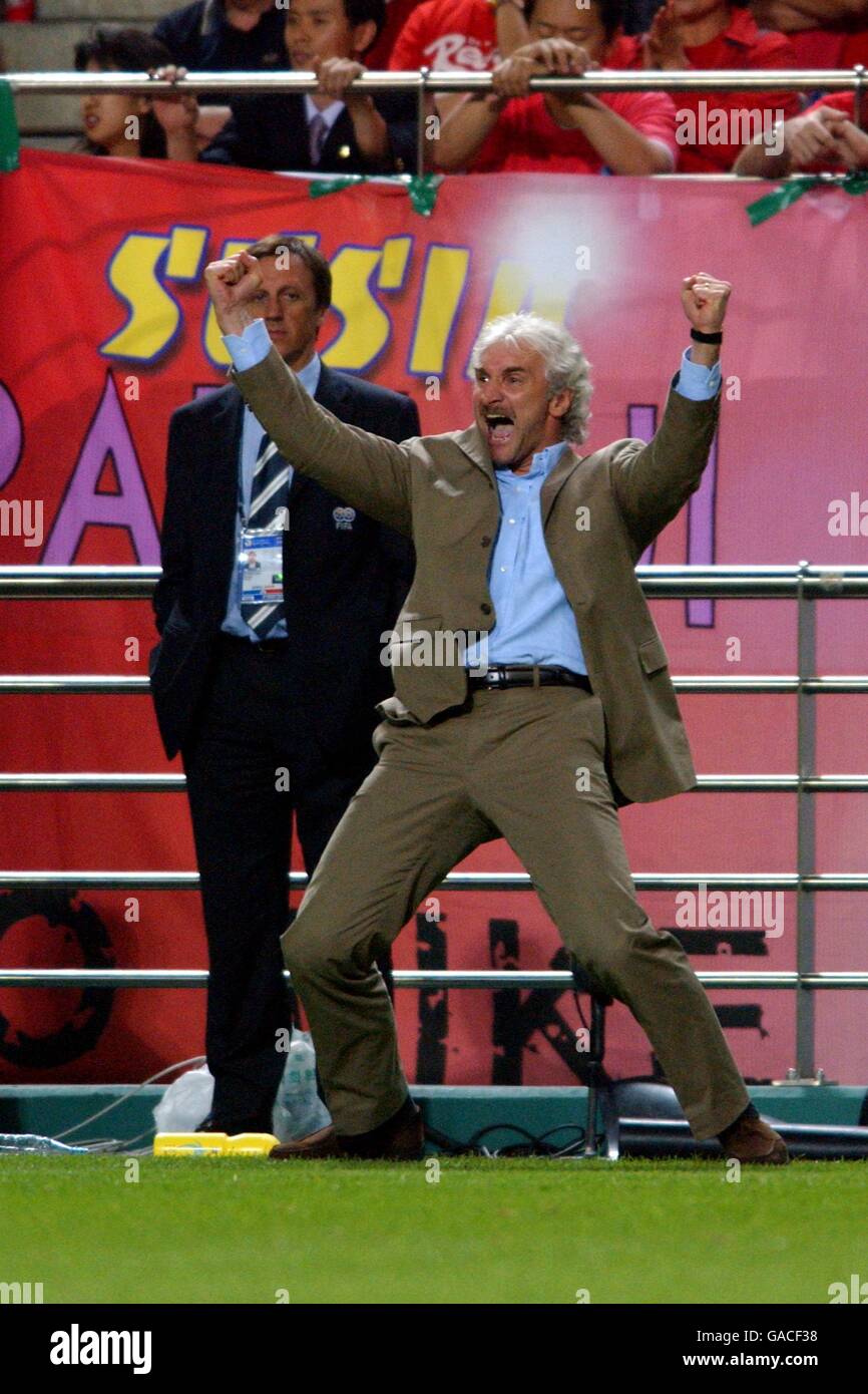 Germanys coach rudi voller celebrates reaching the world cup final hi ...