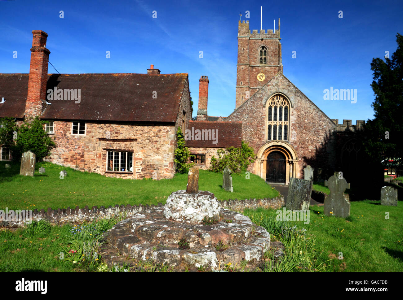 15th century Priory Church of St George, Dunster, Somerset, seen from ...