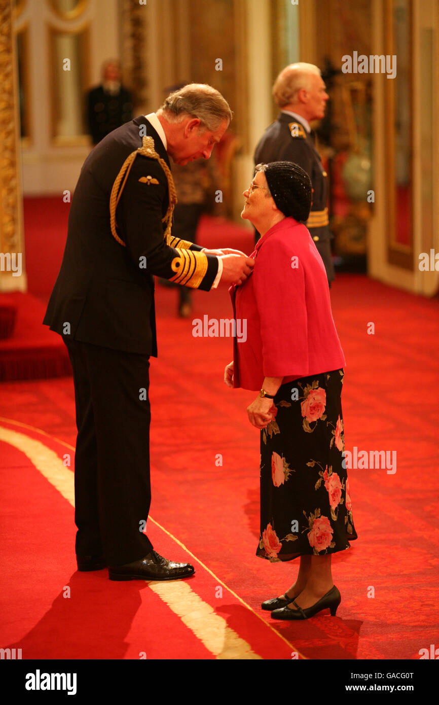 Mrs Anne Steele from Newcastle-Upon-Tyne is made an MBE by the Prince ...