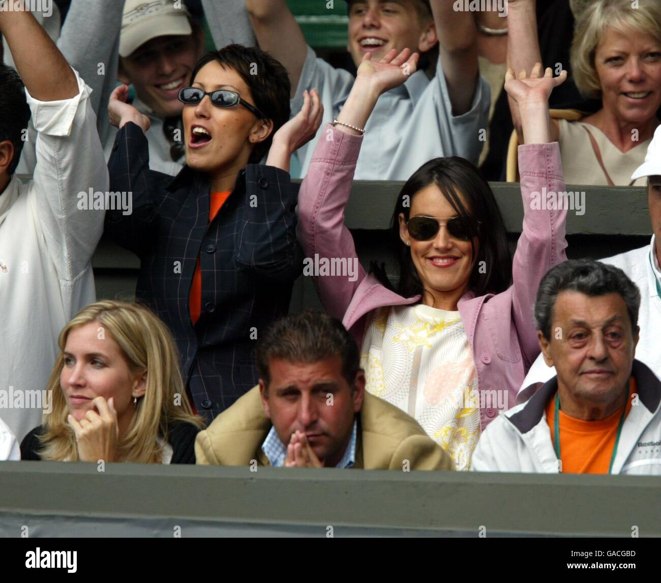Greg Rusedski's wife Lucy celebrates his victory against Andy Roddick ...