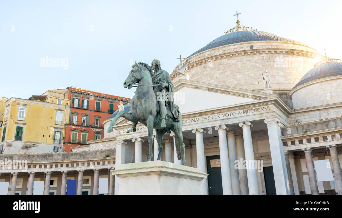 Equestrian statue of King Ferdinand I° in Plebiscito's Square in Naples ...