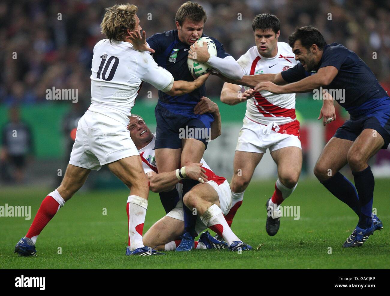 Sport rugby union tackling action mike catt hi-res stock photography ...