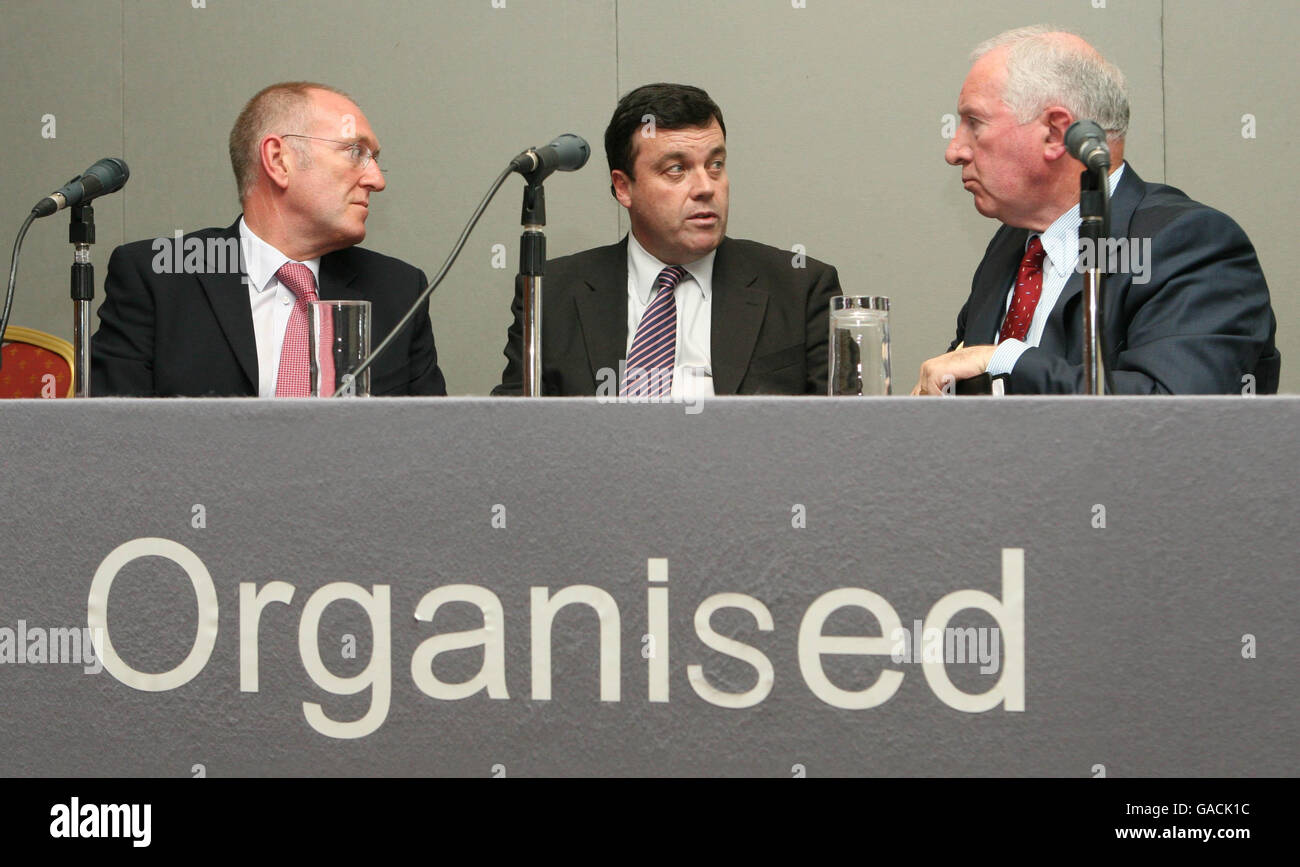 (left to right) Paul Goggins MP, Brian Lenihan Irish Justice minister ...