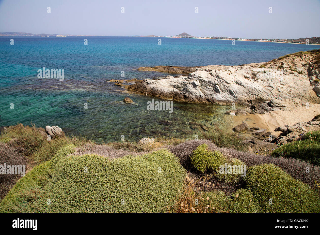 a peaceful beach and clean water, Naksos island, Cyclades, Greece Stock ...
