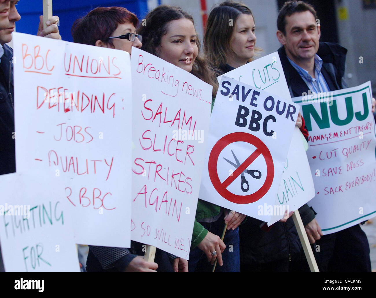 BBC staff lobby trust members over cuts Stock Photo - Alamy