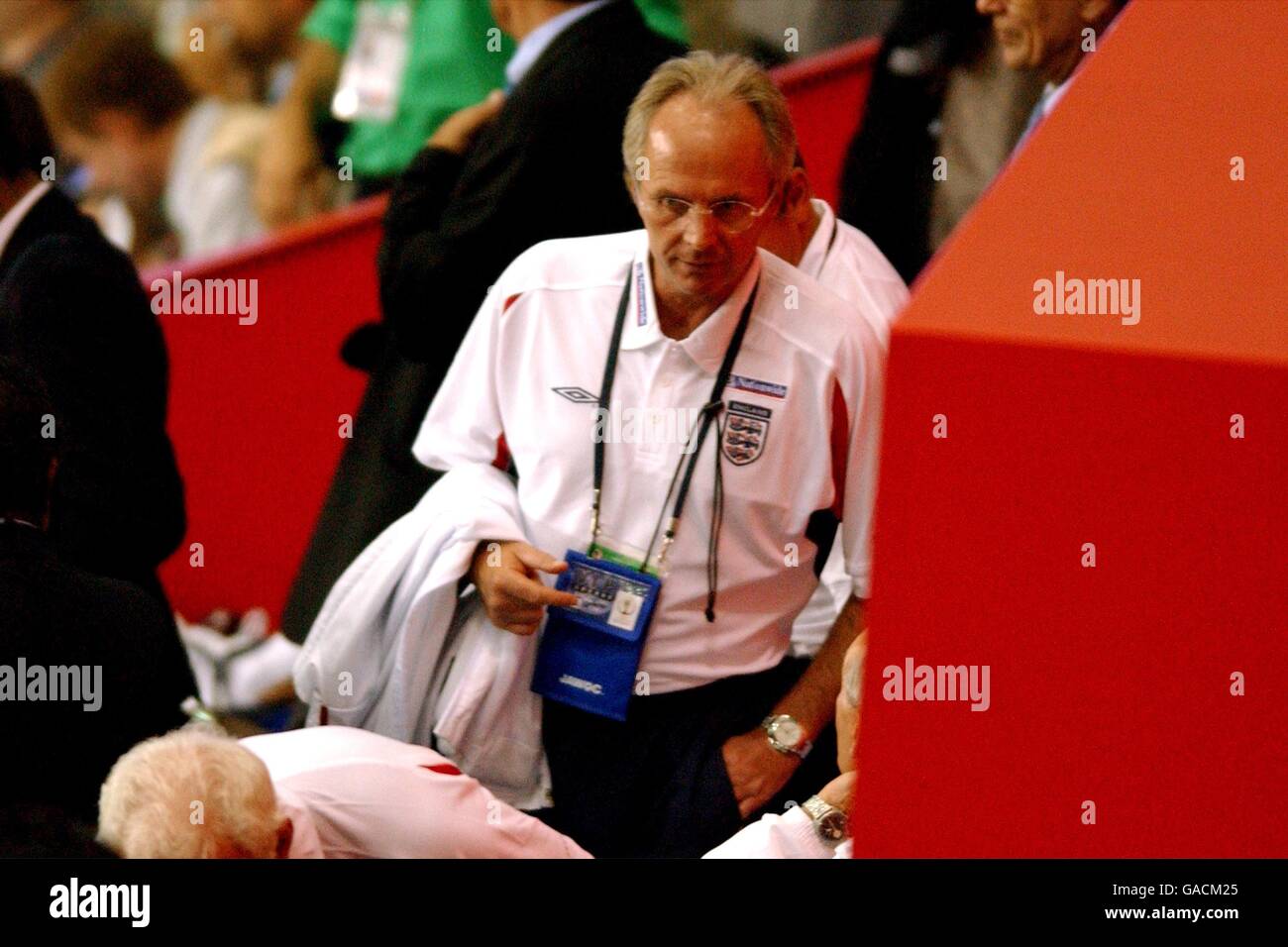 England manager Sven Goran Eriksson takes his seat in the Kobe Stadium ...