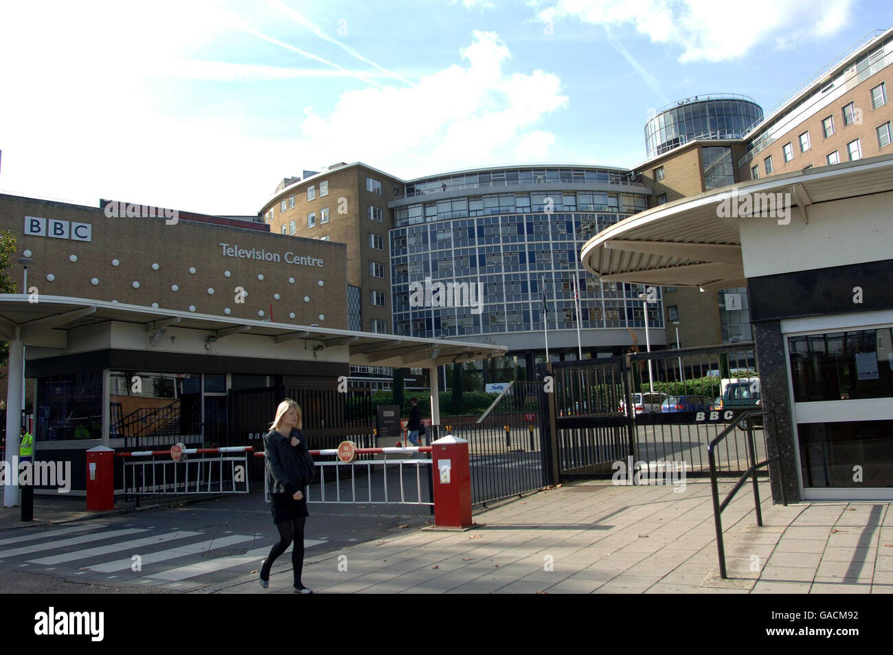 The exterior of the bbc television centre in white city hi-res stock ...