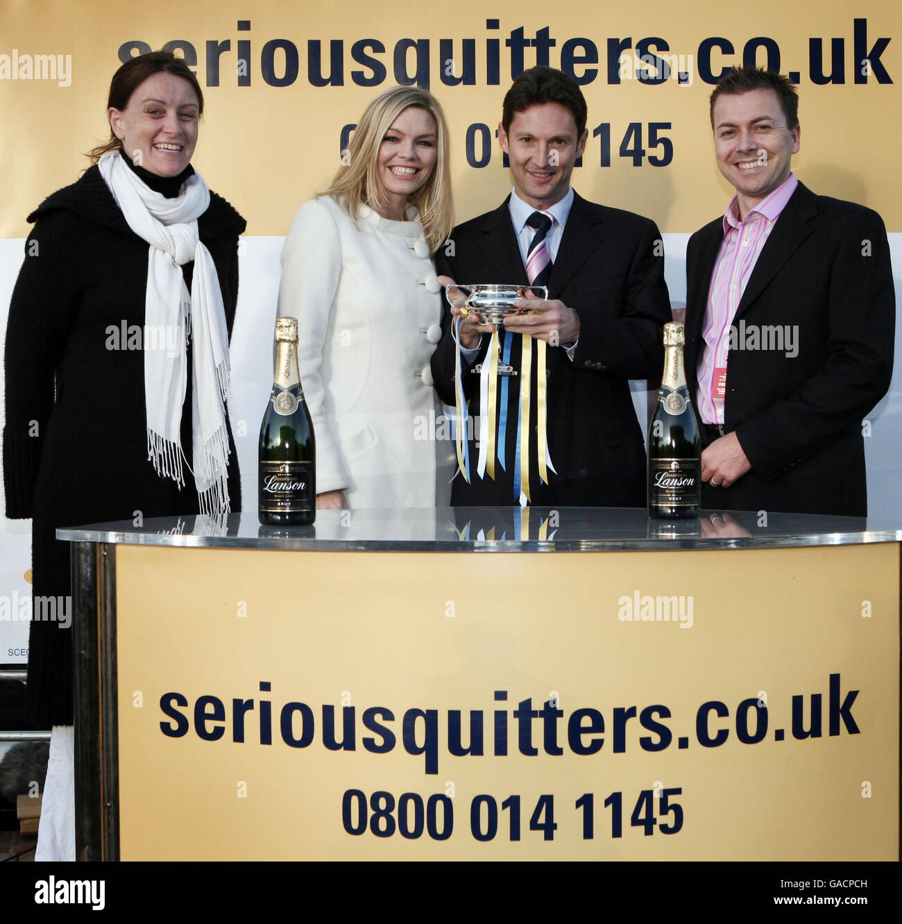 Kate Thornton, centre left, presents the SERIOUSQUITTERS.co.uk Rockfel ...