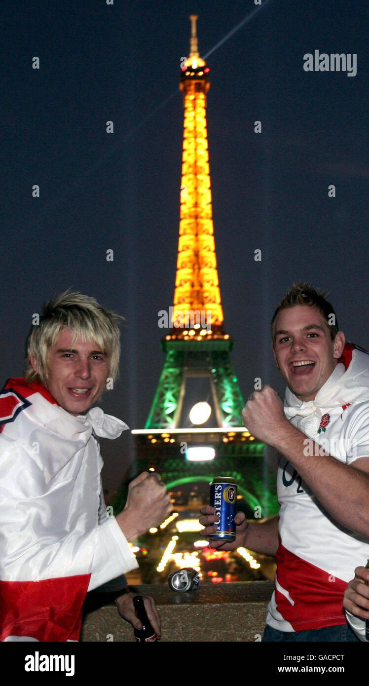 England fans Gavin Rhodes (left) and Chris Corry from Bradford, stand ...