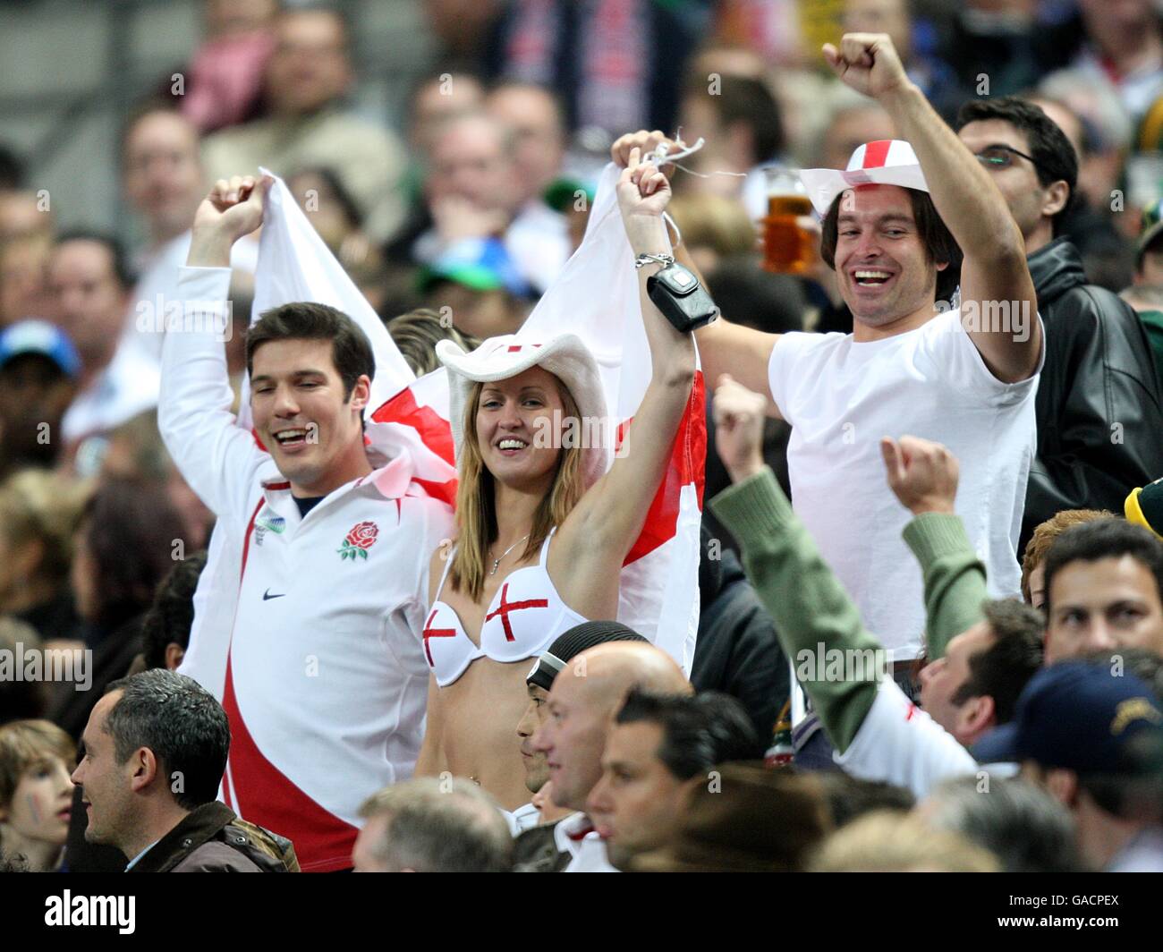 England fans soak up the atmosphere in the stands prior to kick off ...